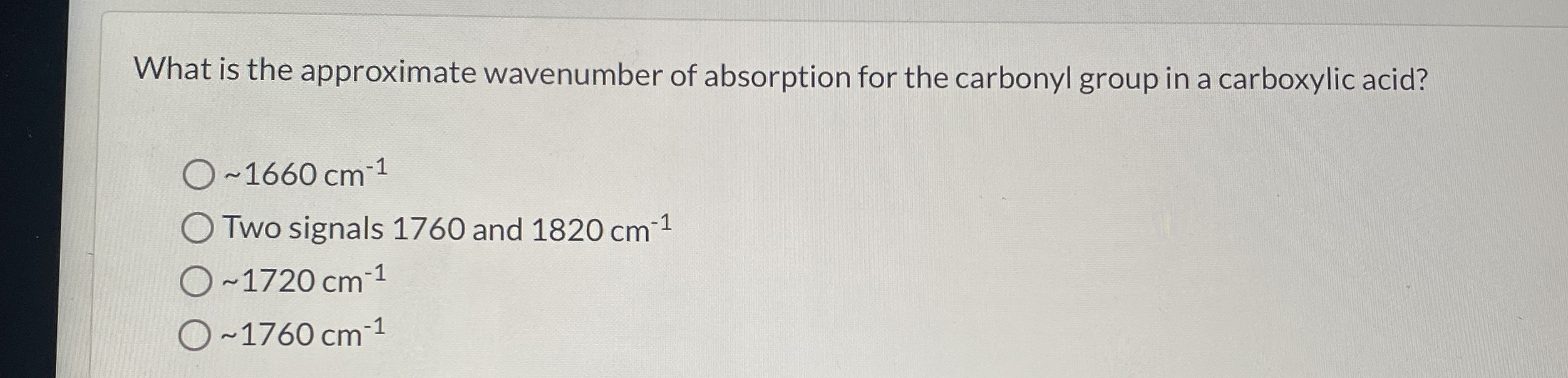 Solved What is the approximate wavenumber of absorption for | Chegg.com