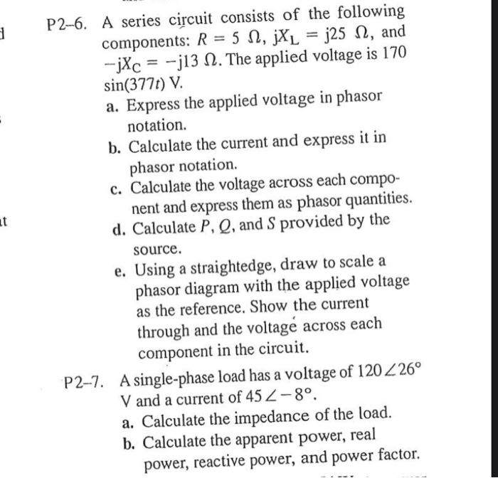 Solved at P2-6. A series circuit consists of the following | Chegg.com