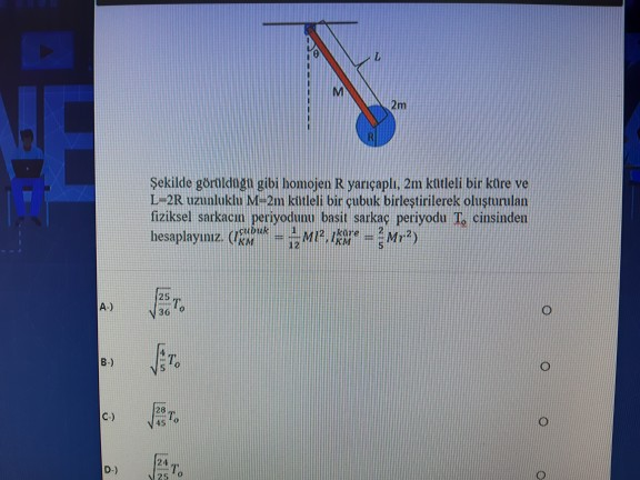 Solved Calculate the period of the physical pendulum formed | Chegg.com