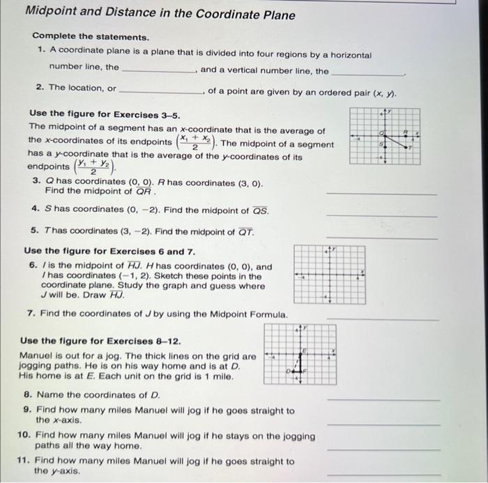 Solved Midpoint and Distance in the Coordinate Plane | Chegg.com
