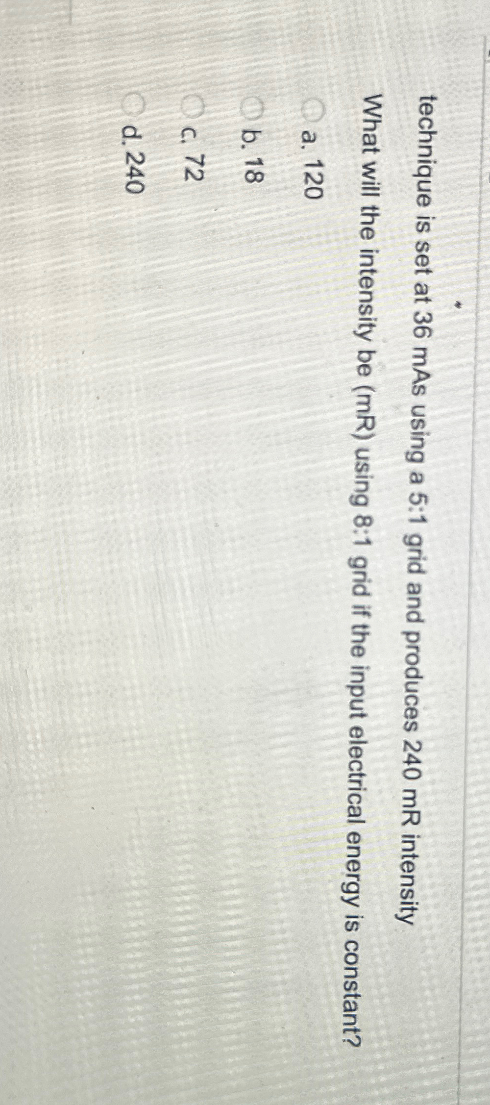 Solved technique is set at 36mAs using a 5:1 ﻿grid and | Chegg.com