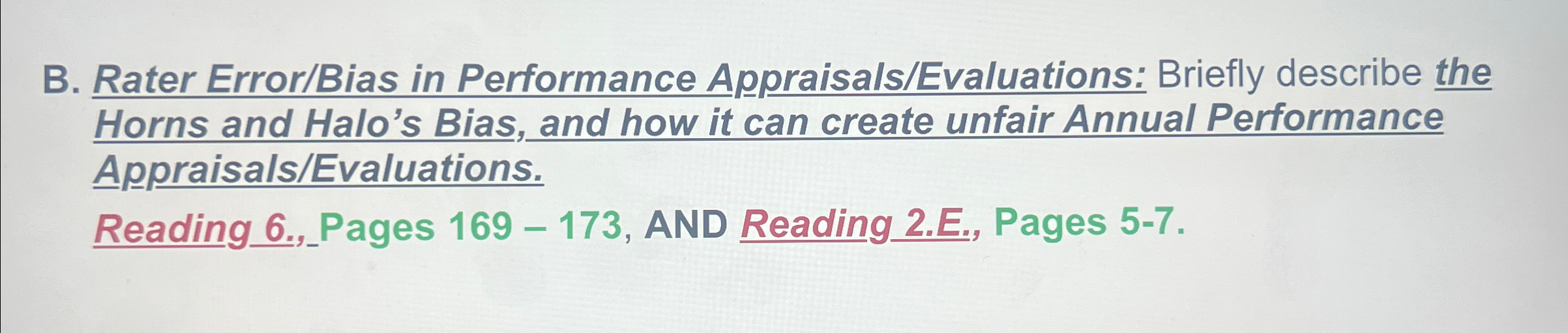 Solved B. ﻿Rater Error/Bias in Performance | Chegg.com