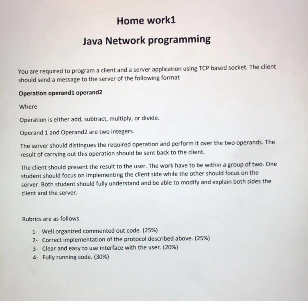 Solved Home work1 Java Network programming You are required | Chegg.com
