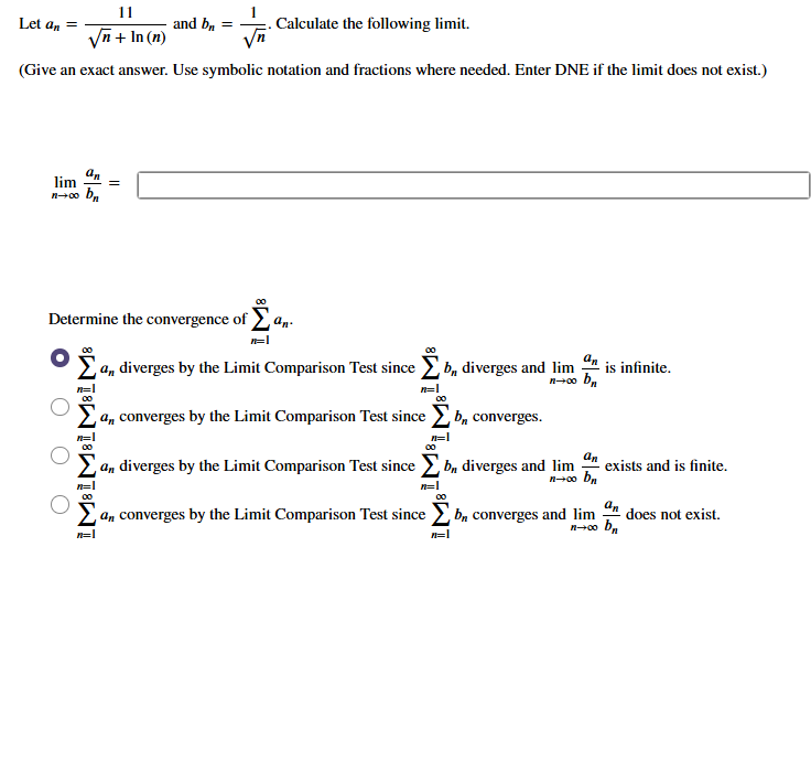 Solved Determine the convergence of \sum_(n=1)^(\infty ) | Chegg.com