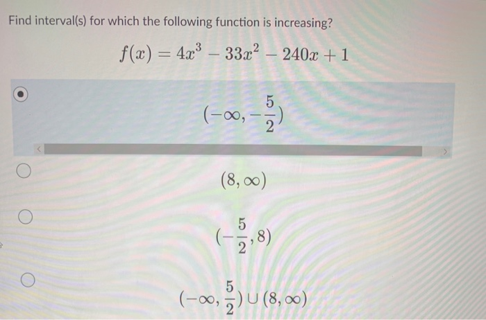Solved Find interval(s) for which the following function is | Chegg.com