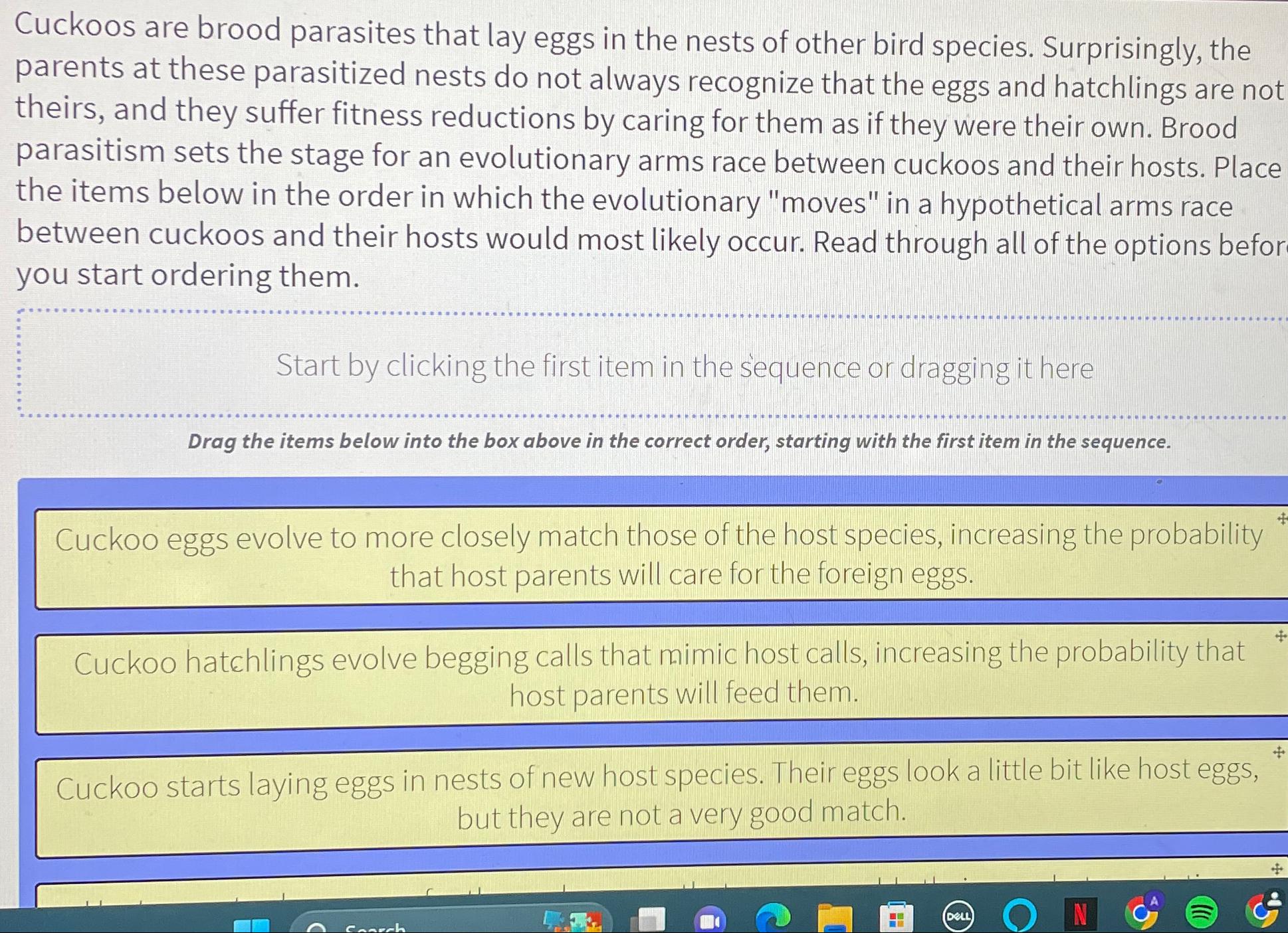 Solved Cuckoos are brood parasites that lay eggs in the | Chegg.com