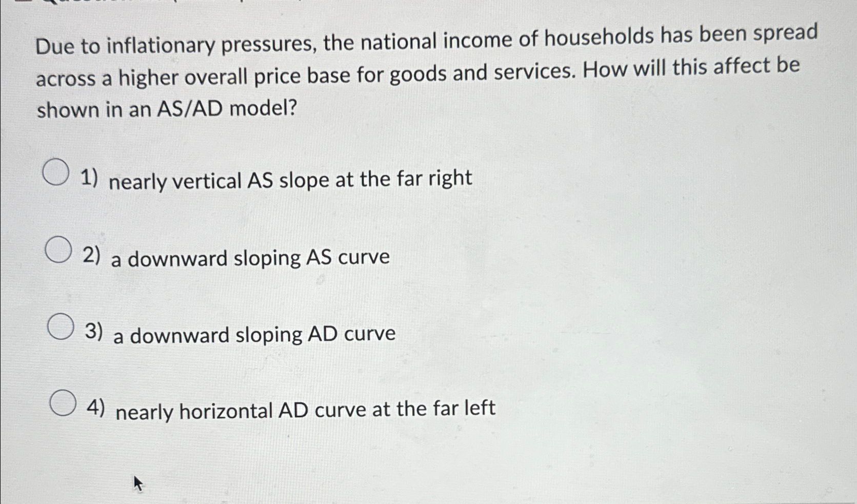 Solved Due to inflationary pressures, the national income of | Chegg.com