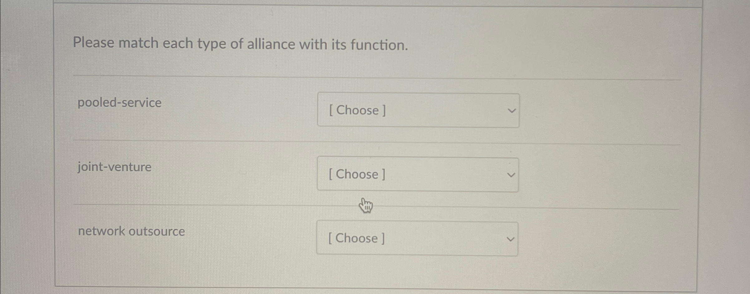 Solved Please match each type of alliance with its | Chegg.com