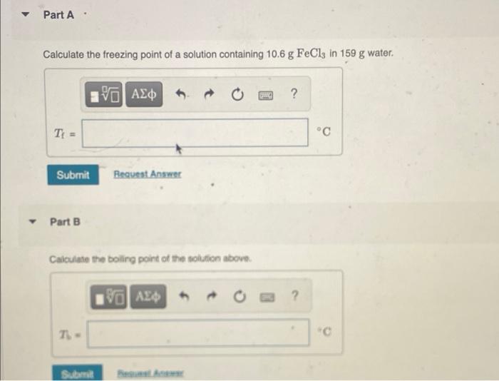 Solved Calculate the freezing point of a solution containing | Chegg.com