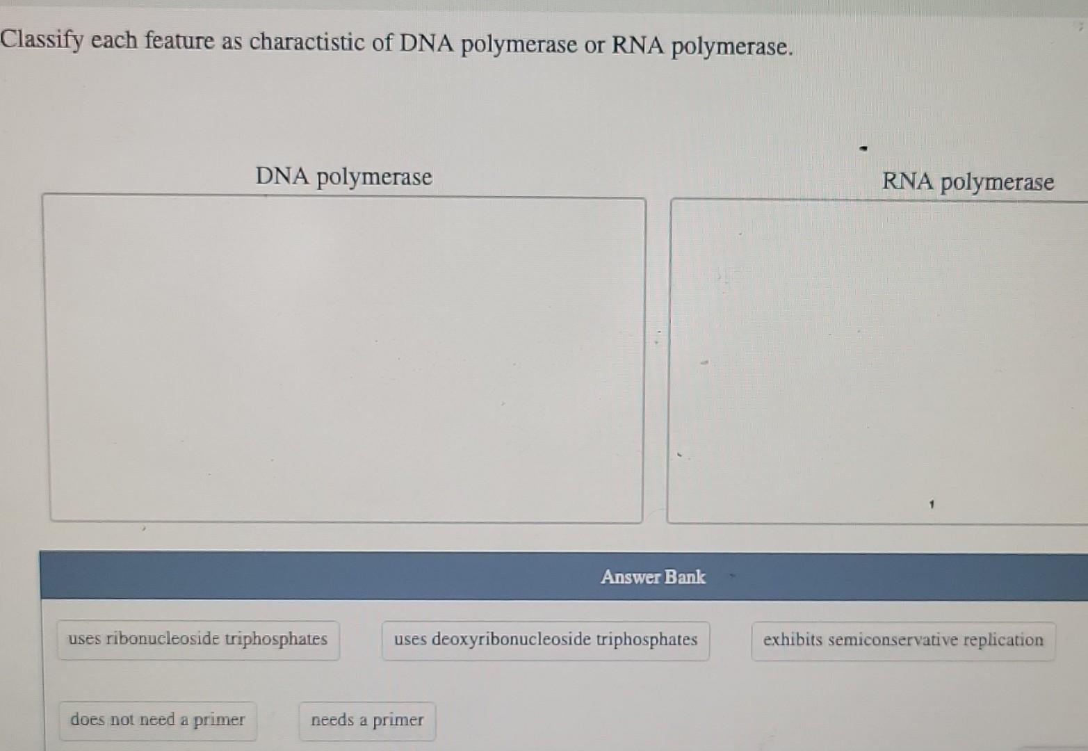 Solved Classify each feature as charactistic of DNA | Chegg.com