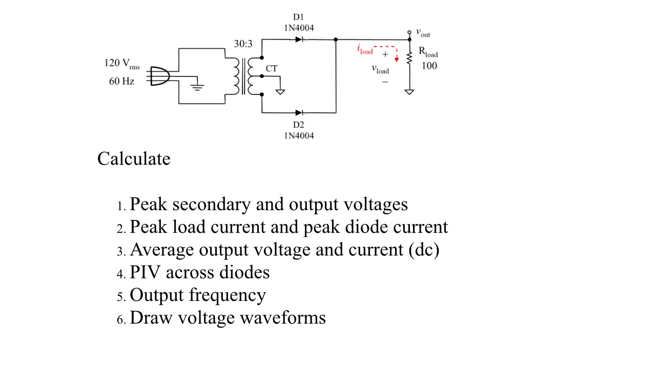 Solved CalculatePeak secondary and output voltagesPeak load | Chegg.com