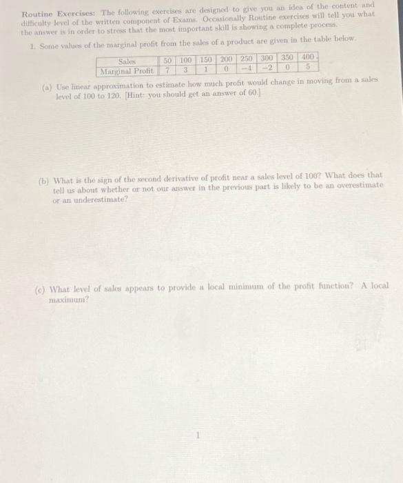 Solved Routine Exercises: The following exercises are | Chegg.com