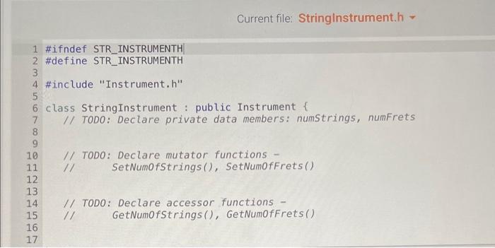 Solved Given main0 and the Instrument class, define a | Chegg.com