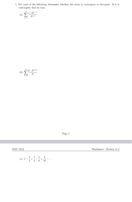 Solved 1. For each of the following, determine whether the | Chegg.com