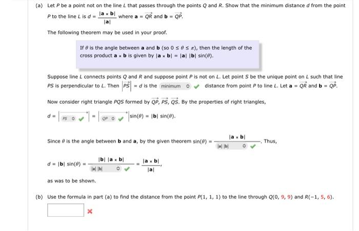 Solved a) Let P be a point not on the line L that passes | Chegg.com