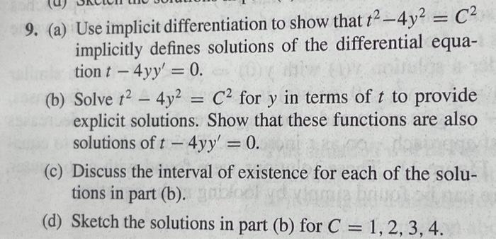 Solved 9. (a) Use implicit differentiation to show that | Chegg.com