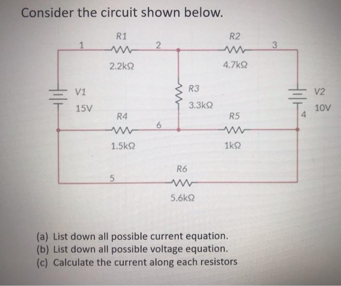 Solved Consider the circuit shown below. R1 R2 1 2 3 2.2k2 | Chegg.com