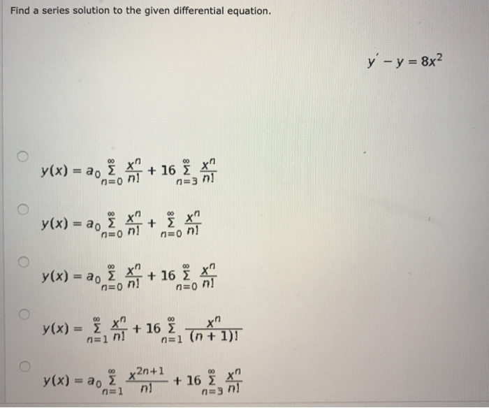 Solved Find a series solution to the given differential | Chegg.com