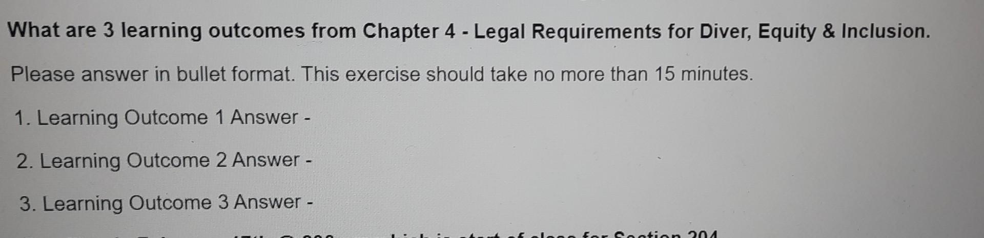 What are 3 learning outcomes from Chapter 4 - Legal | Chegg.com