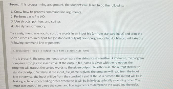 Solved This Needs To Be Done In C Programming Using Getopt