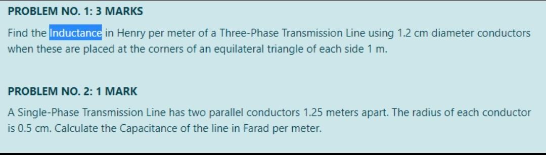 Solved PROBLEM NO. 1: 3 MARKS Find the Inductance in Henry | Chegg.com