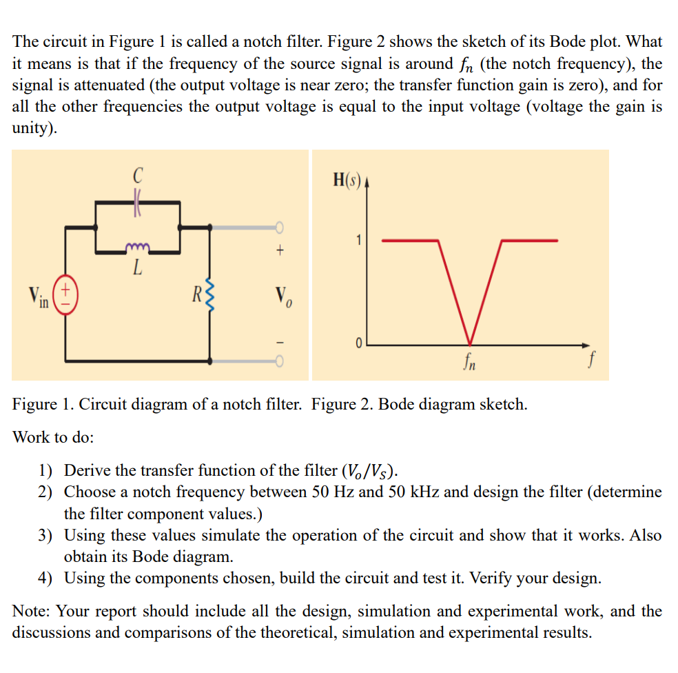 Solved The circuit in Figure 1 ﻿is called a notch filter. | Chegg.com