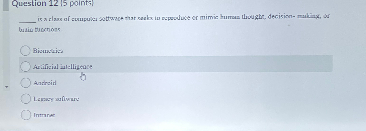 Solved Question 12 (5 ﻿points)is a class of computer | Chegg.com