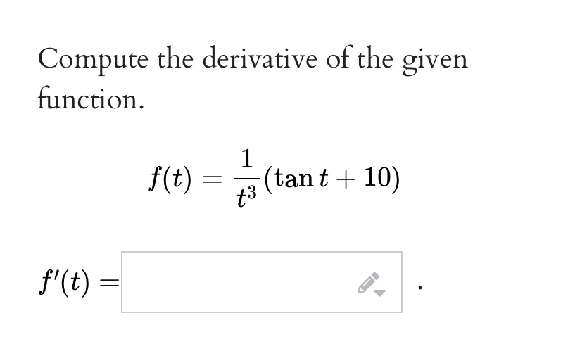 Solved Compute the derivative of the given | Chegg.com