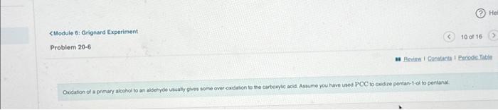 Solved ¿Module 6: Grignard Experiment Problem 20−6three | Chegg.com