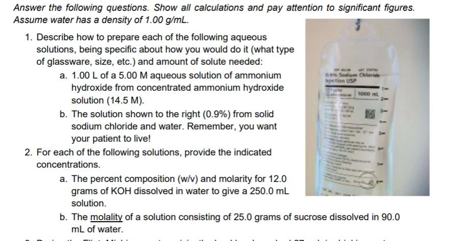 Solved Answer the following questions. Show all calculations | Chegg.com