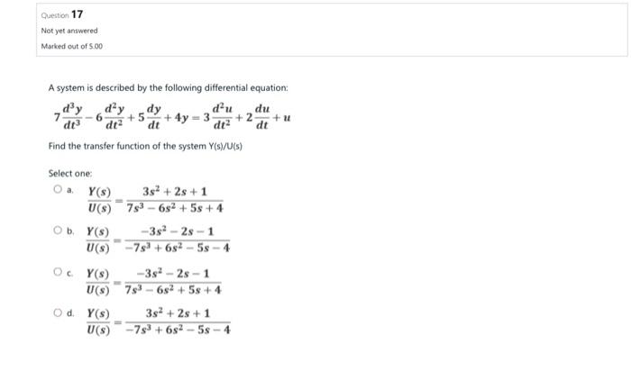 Solved A system is described by the following differential | Chegg.com