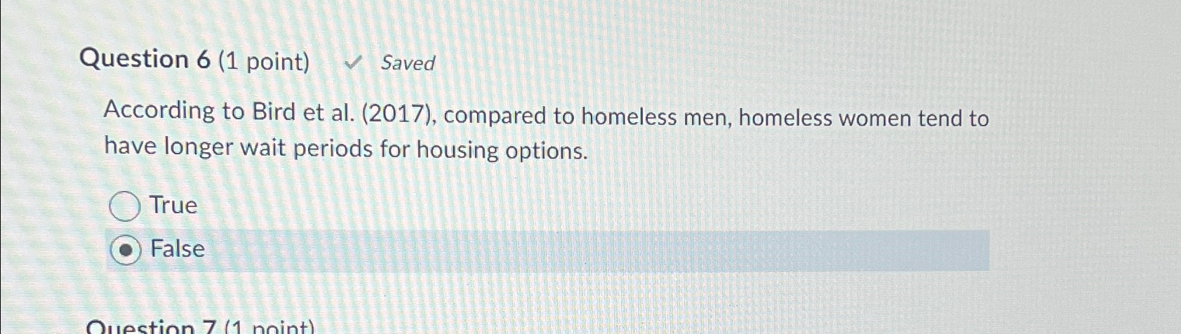 Solved Question 6 (1 ﻿point) ﻿SavedAccording to Bird et | Chegg.com