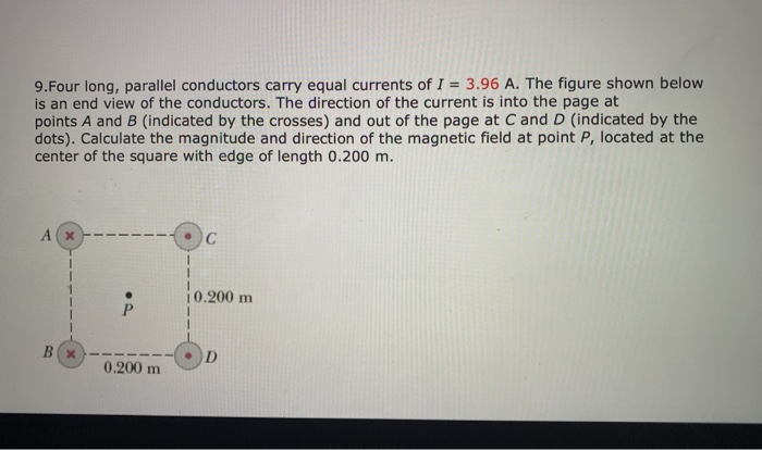 Solved 9.Four long, parallel conductors carry equal currents | Chegg.com