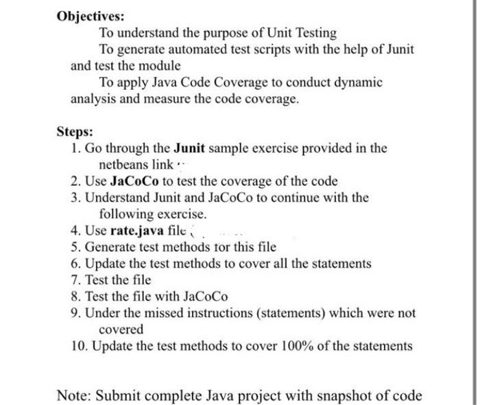 Objectives: To understand the purpose of Unit Testing | Chegg.com