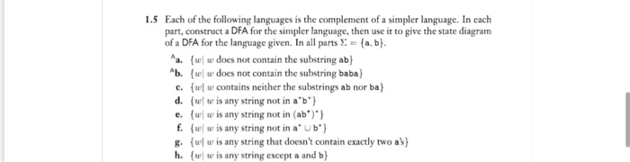 Solved 1.5 Each of the following languages is the complement | Chegg.com