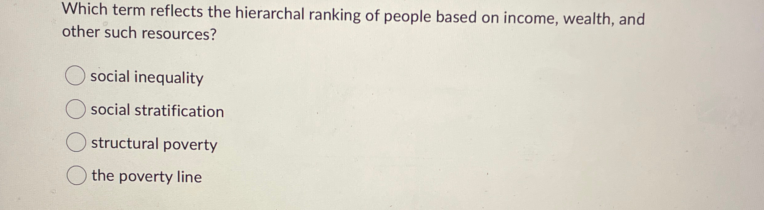 Solved Which term reflects the hierarchal ranking of people | Chegg.com