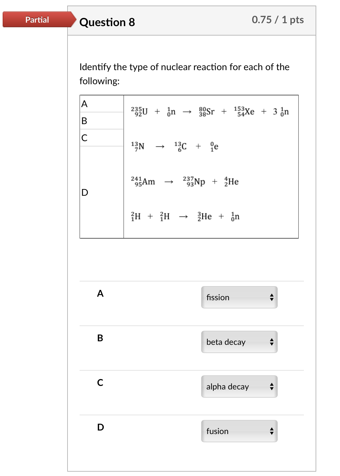 Solved Identify the type of nuclear reaction for each of | Chegg.com