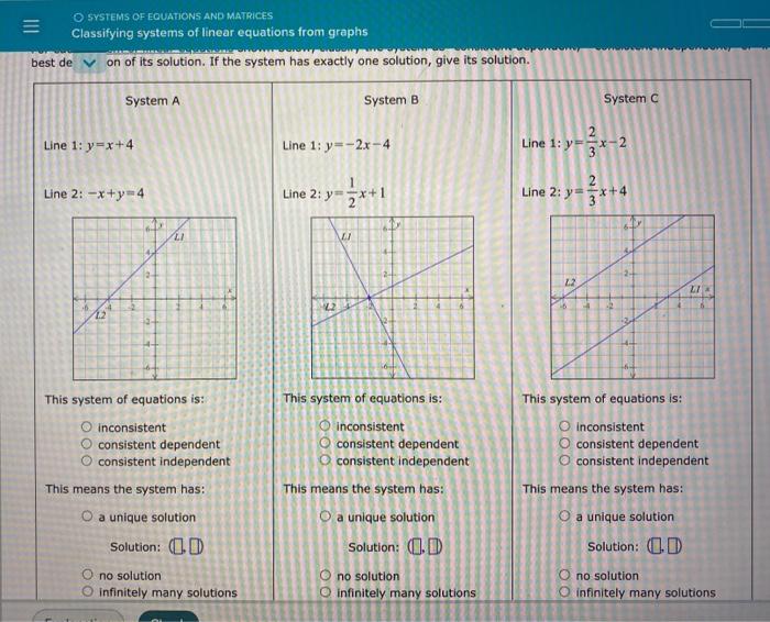 Solved O SYSTEMS OF EQUATIONS AND MATRICES s Classifying | Chegg.com