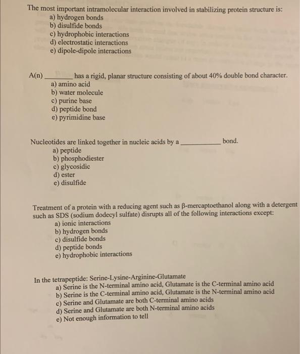 The most important intramolecular interaction | Chegg.com