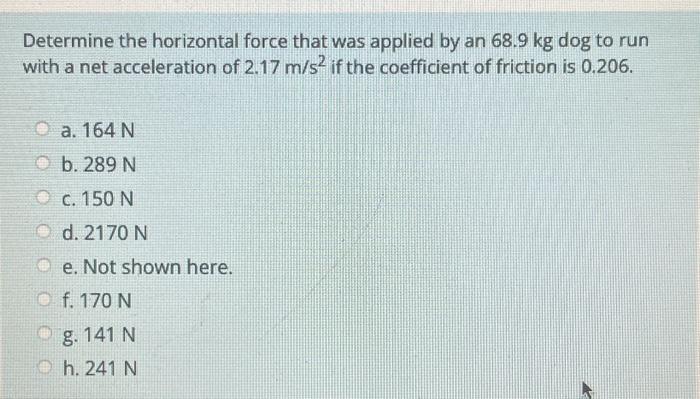 Solved Determine the horizontal force that was applied by an | Chegg.com