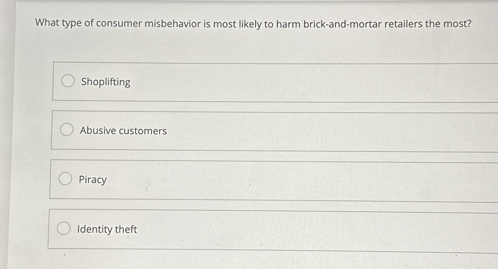 High Quality SOLUTION What type of consumer misbehavior is most likely ...