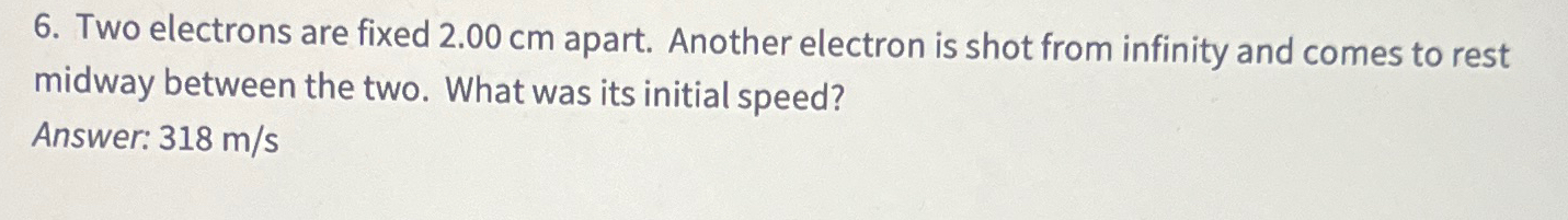 Solved Two electrons are fixed 2.00cm ﻿apart. Another | Chegg.com