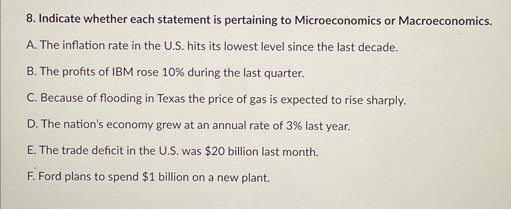 Solved Indicate whether each statement is pertaining to | Chegg.com