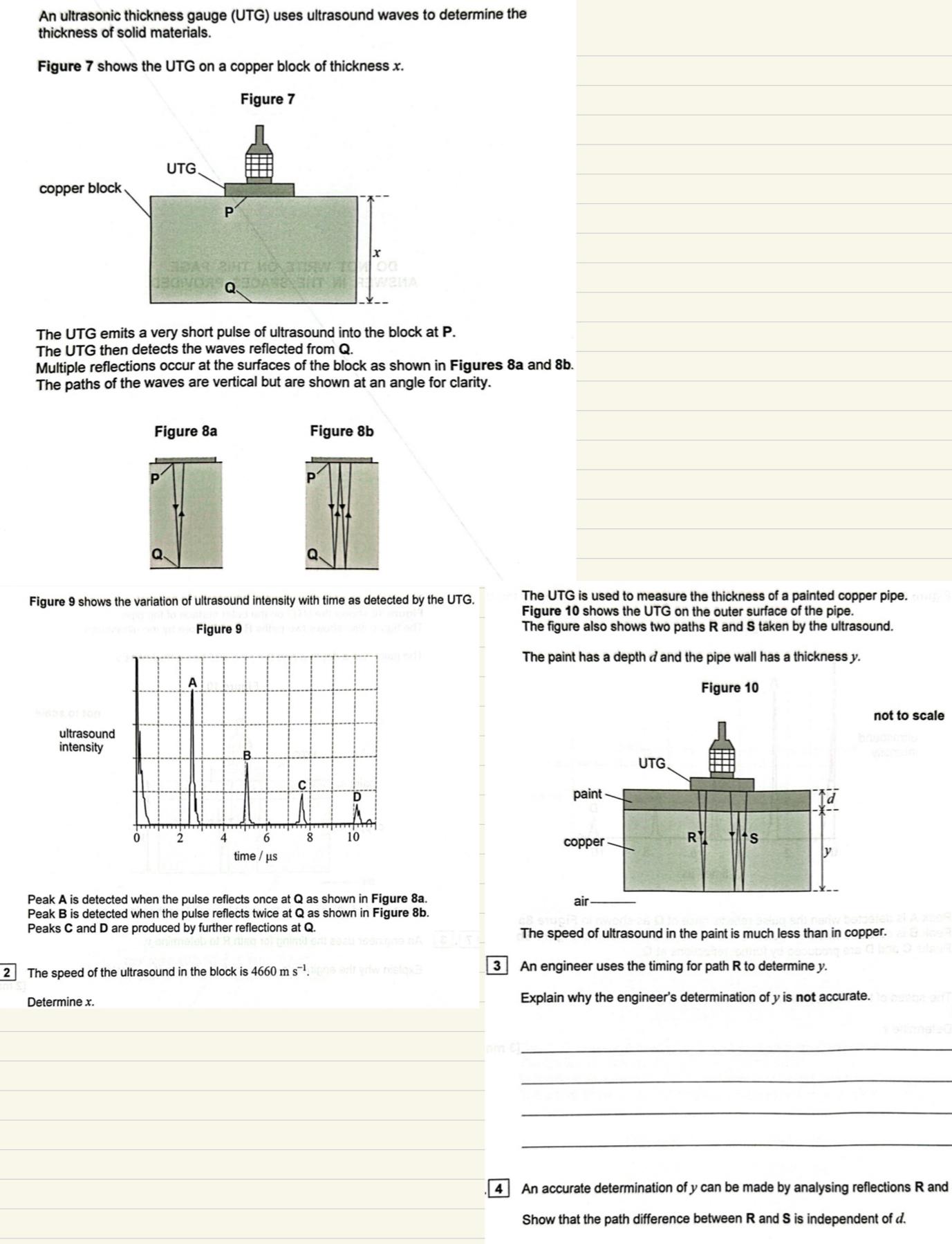 Solved An ultrasonic thickness gauge (UTG) ﻿uses ultrasound | Chegg.com