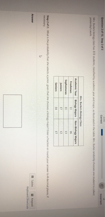 Solved Question 2 of 13, Step 2 of 2 Correct Incorrect Mrs. | Chegg.com