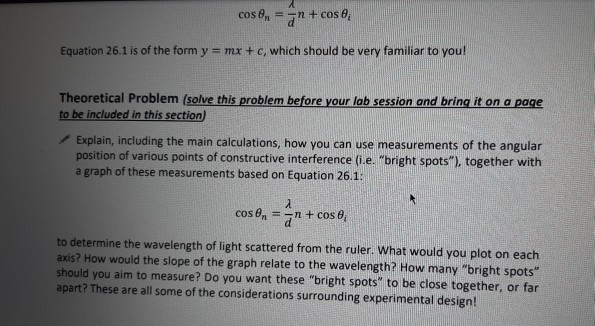 Solved cos, -an + cose; Equation 26.1 is of the form y = mx | Chegg.com