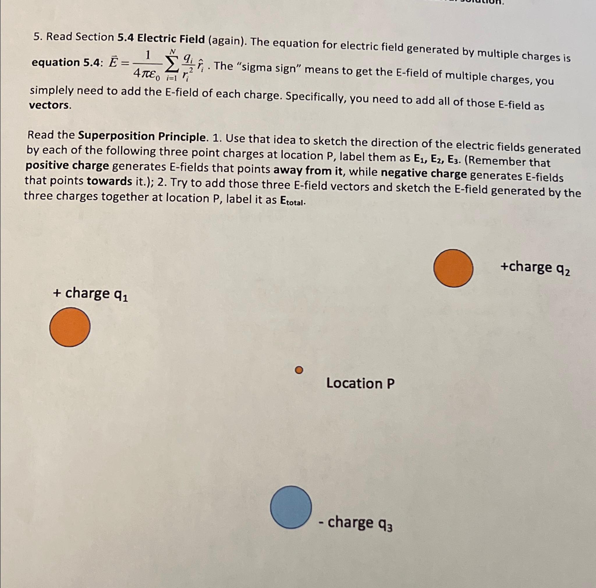 Solved Read Section 5.4 ﻿Electric Field (again). ﻿The | Chegg.com