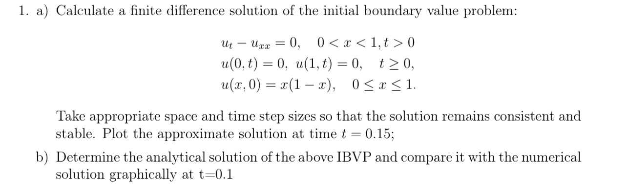 Solved a) ﻿Calculate a finite difference solution of the | Chegg.com