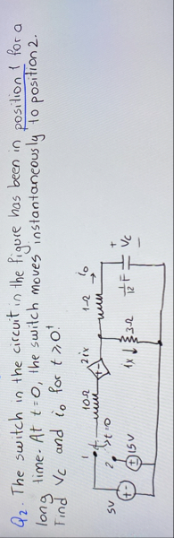 Solved Q2. ﻿The switch in the circuit in the figure has been | Chegg.com
