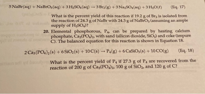 Solved 5 NaBr(aq) + NaBrO3(aq) + 3 H2SO4(aq) 3 Br2(g) + 3 | Chegg.com